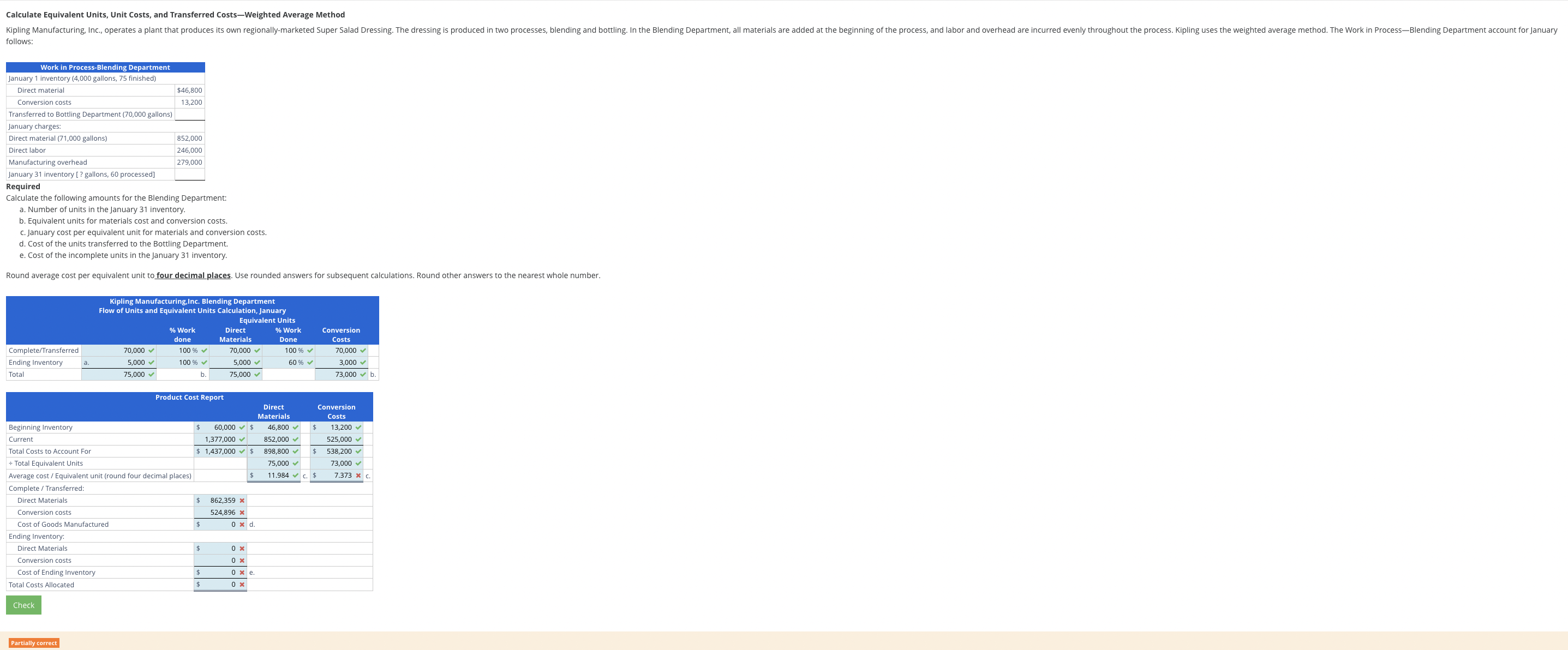 Solved Calculate Equivalent Units, Unit Costs, and | Chegg.com