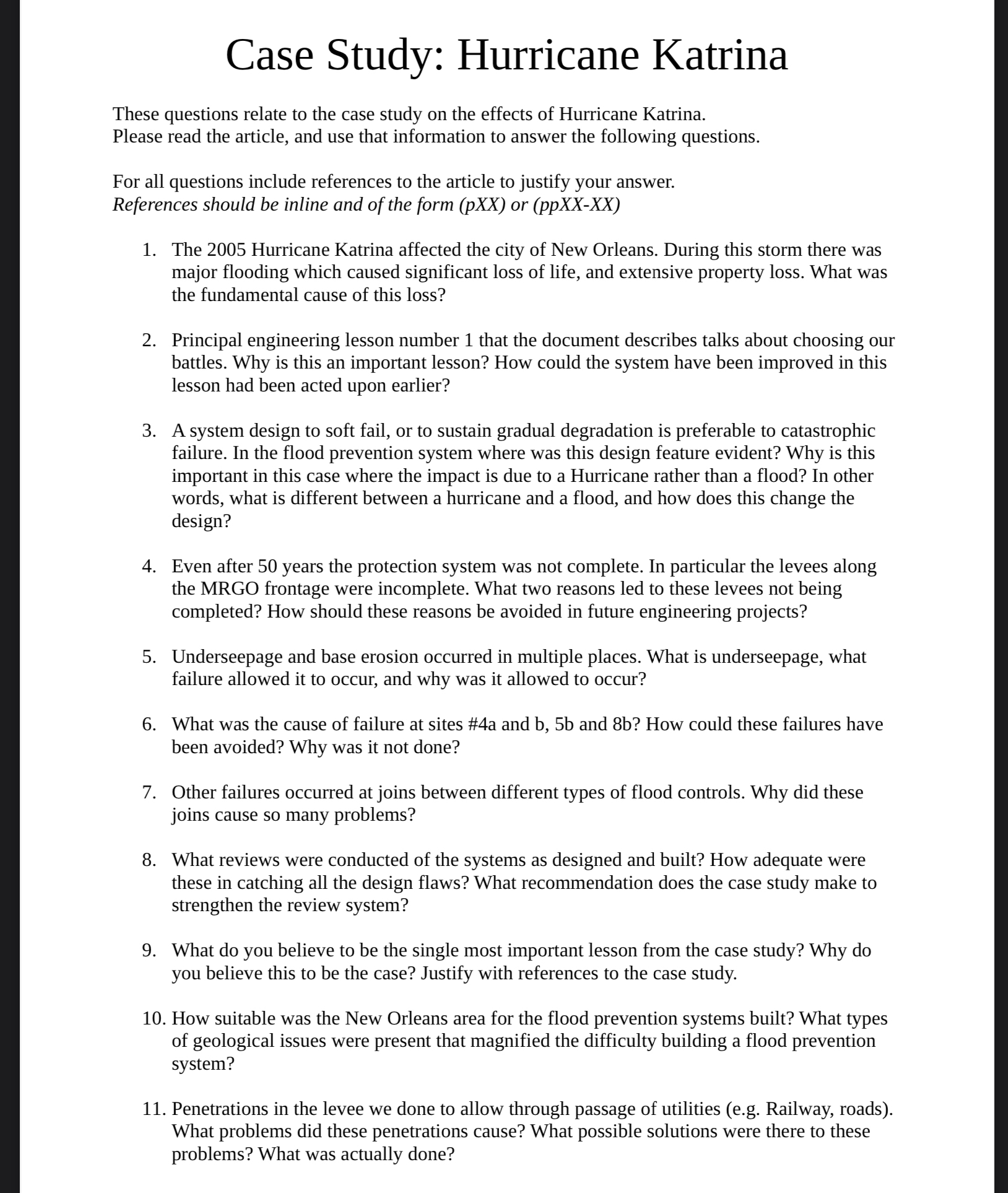 Solved Case Study: Hurricane KatrinaThese questions relate | Chegg.com