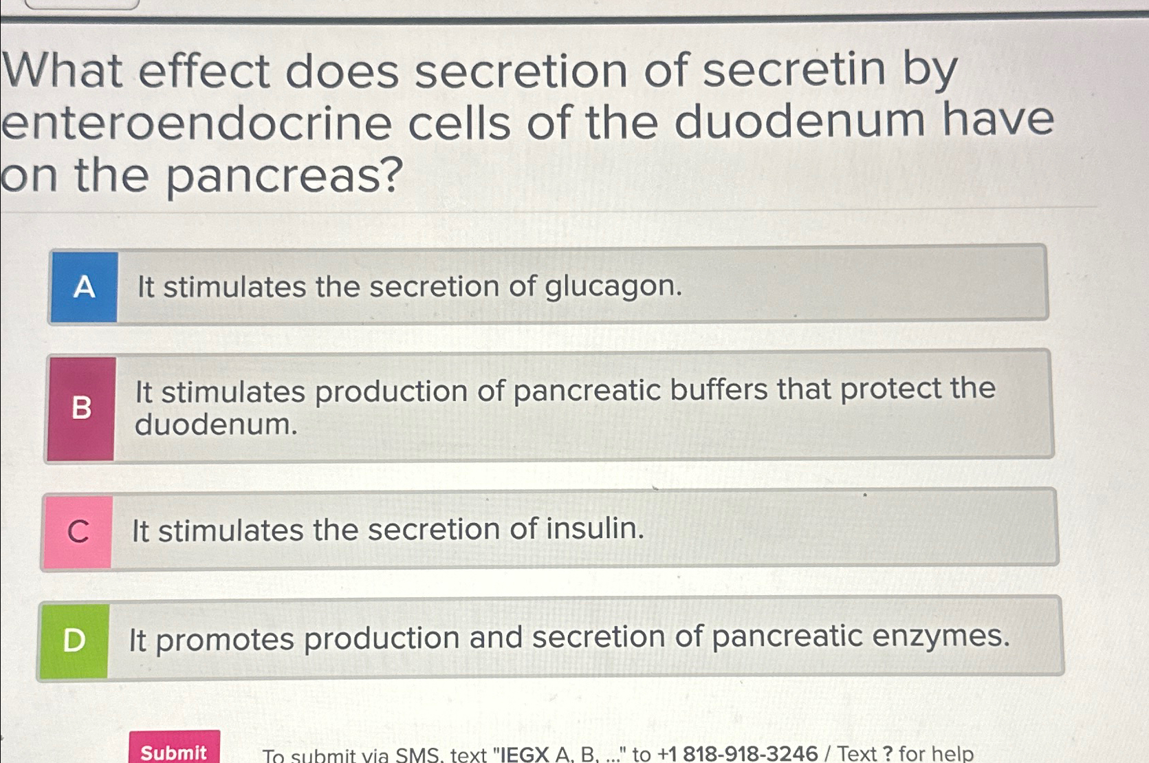Solved What effect does secretion of secretin by | Chegg.com