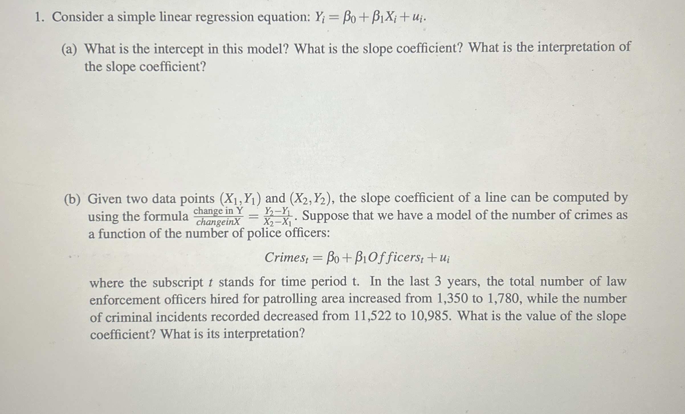 Solved Consider a simple linear regression equation: | Chegg.com