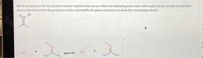 Solved Write an equation for the proton transfer reaction | Chegg.com