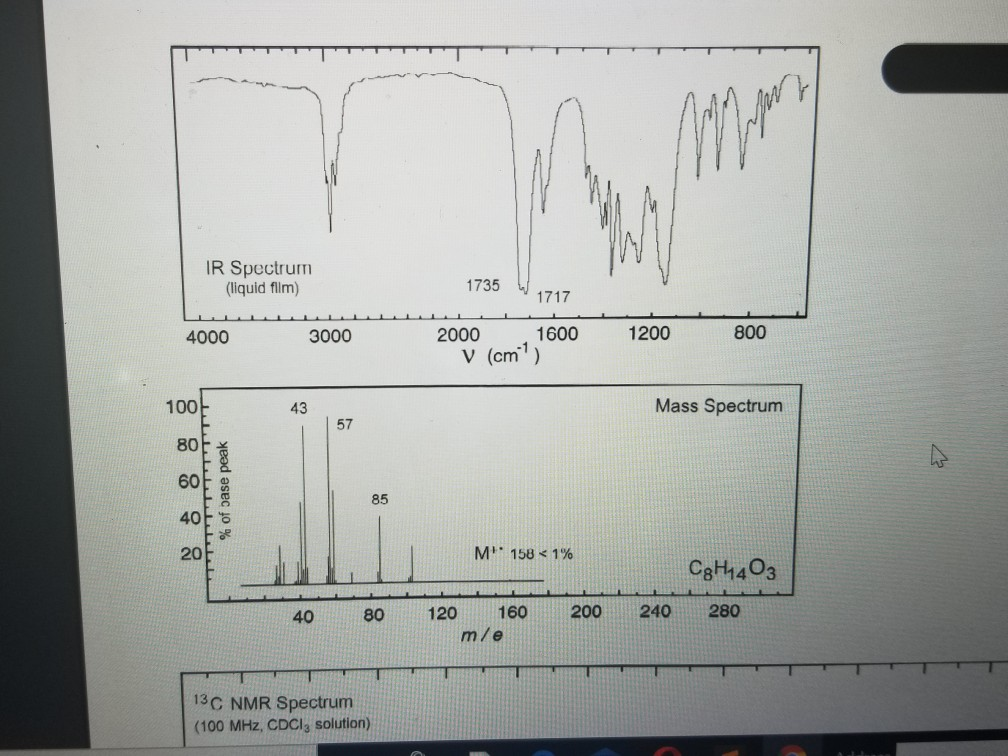 Solved mm IR Spectrum (liquid film) 1735 1717 4000 3000 1200 | Chegg.com