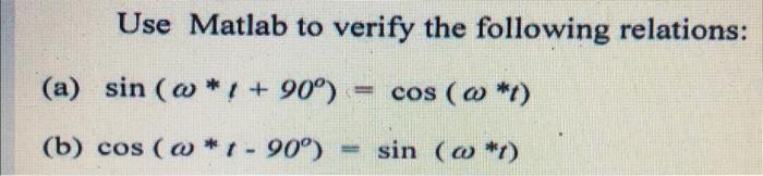 Solved Use Matlab to verify the following relations: (a) | Chegg.com