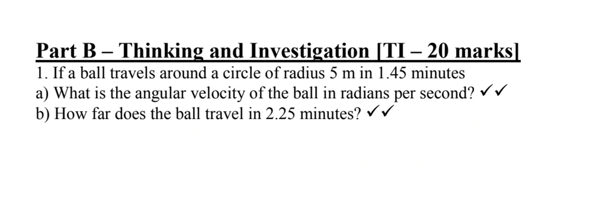 Solved Part B - ﻿Thinking and Investigation [TI - 20 | Chegg.com