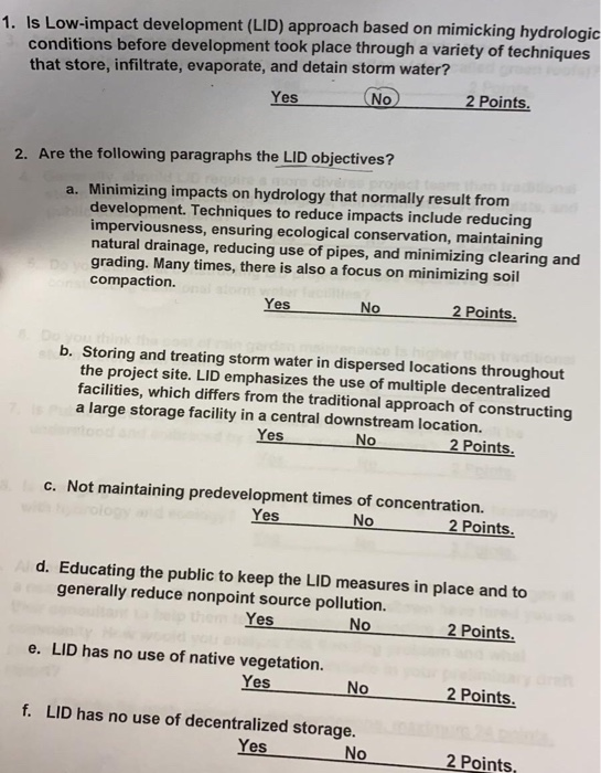 Solved 1. Is Low-impact development (LID) approach based on | Chegg.com