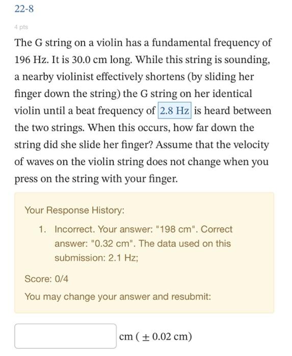 Solved 22-8 4 pts The G string on a violin has a fundamental | Chegg.com