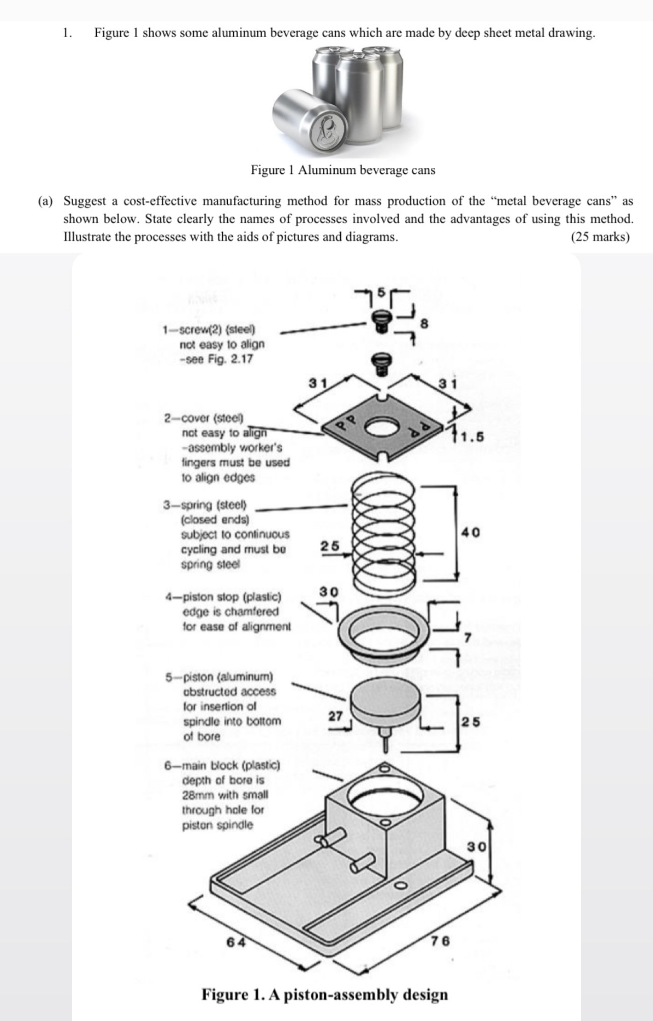 Solved Figure 1. ﻿A piston-assembly design | Chegg.com