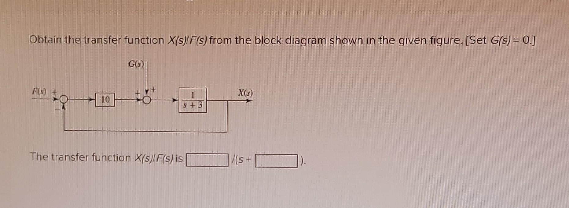 Solved Obtain the transfer function X(s)/F(s) from the block | Chegg.com
