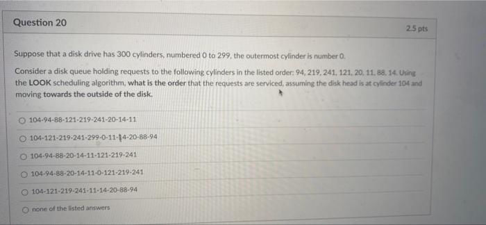 Solved Question 20 2.5 pts Suppose that a disk drive has 300 | Chegg.com