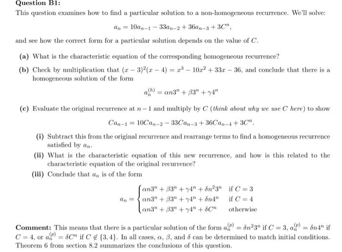 Solved Question B1: This question examines how to find a | Chegg.com