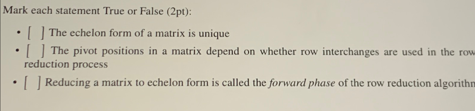 Solved Mark each statement True or False (2pt):[ ] ﻿The | Chegg.com