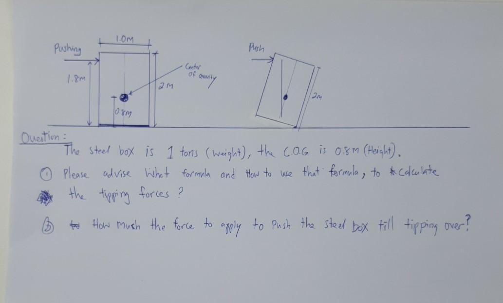 Solved 1.0m Pushing Push Center of 1.8m if gevity am 12m | Chegg.com