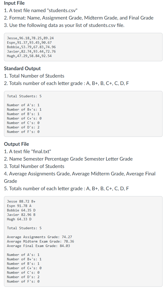 Solved Create a C program to read student data file named | Chegg.com