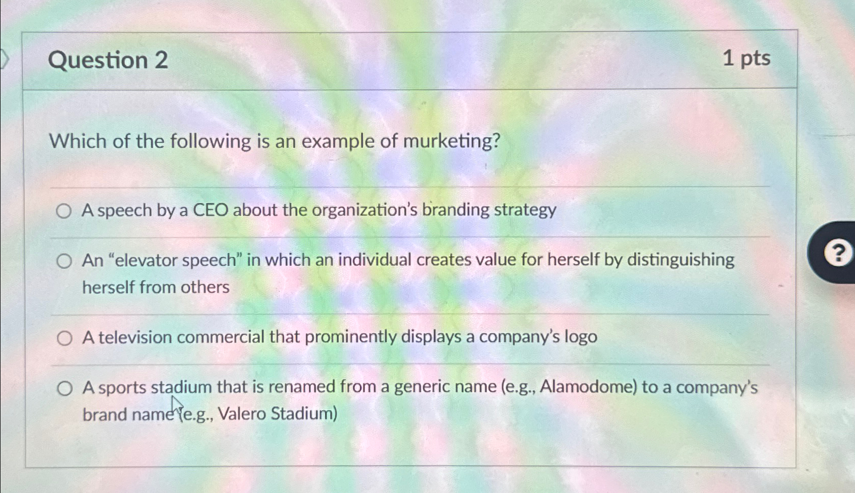 Solved Question 21 ﻿ptsWhich of the following is an example | Chegg.com