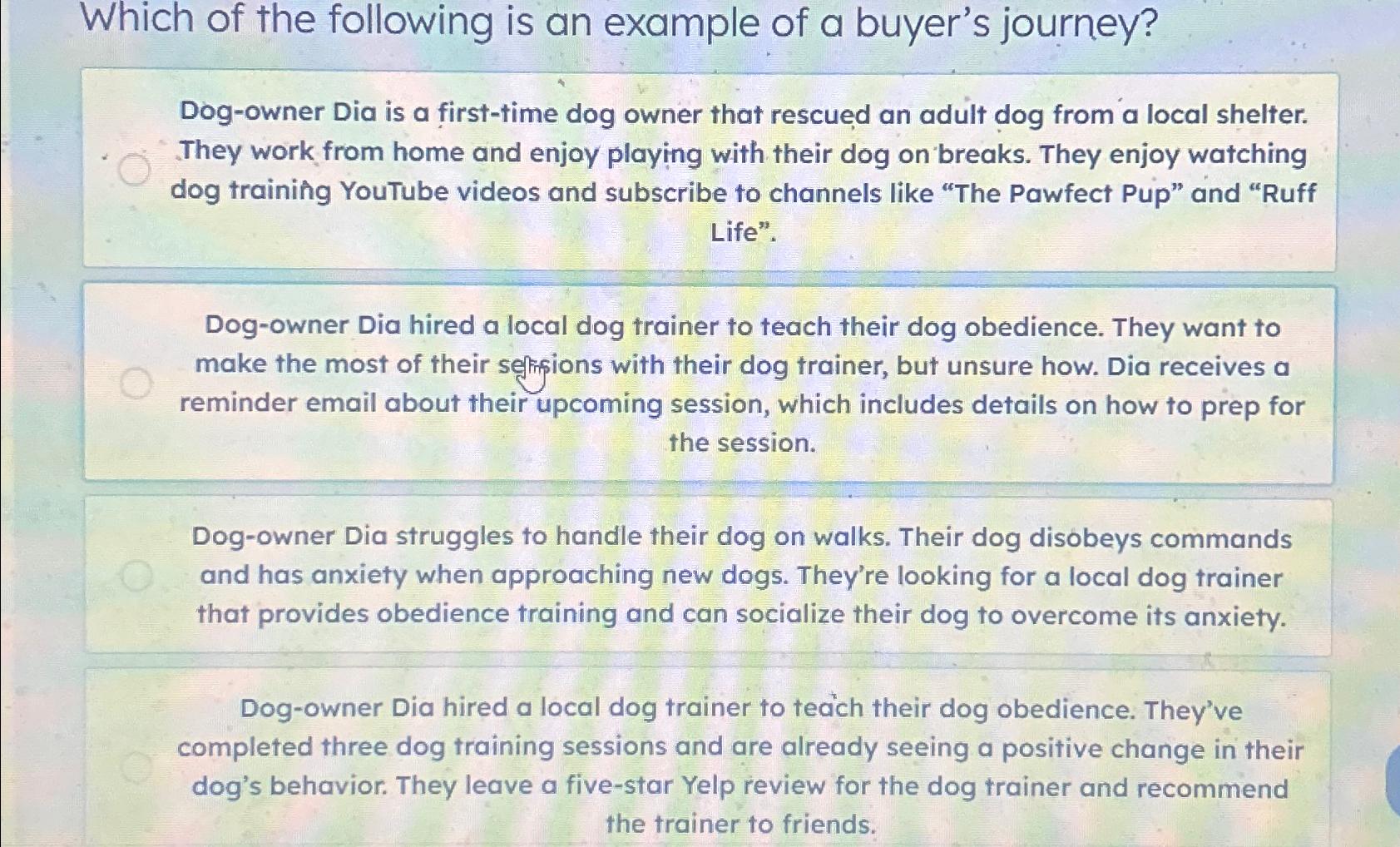 Solved Which of the following is an example of a buyer's | Chegg.com