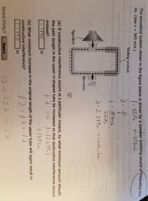 Solved The acoustical system shown in the figure below is | Chegg.com