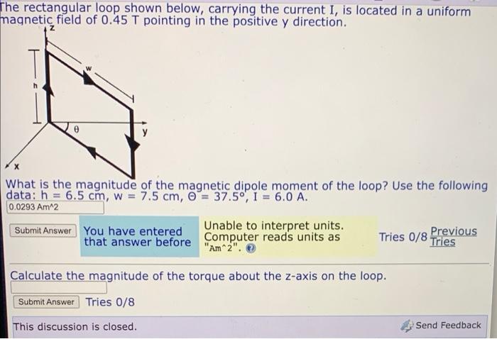 Solved The rectangular loop shown below, carrying the | Chegg.com
