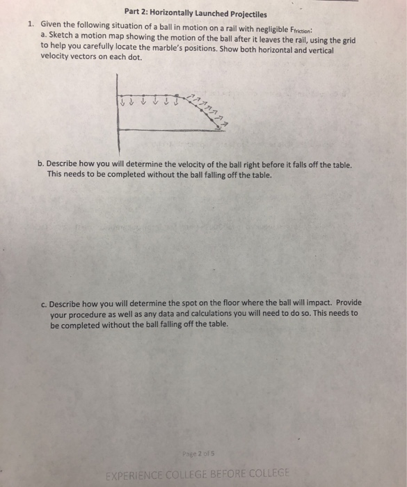 Solved Part 2: Horizontally Launched Projectiles 1. Given | Chegg.com