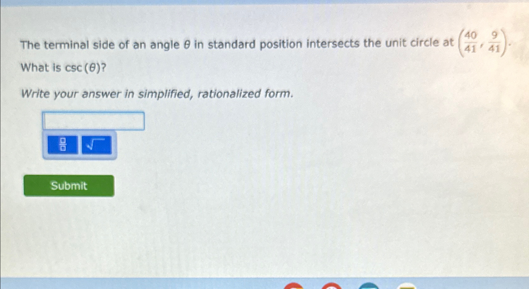 Solved The terminal side of an angle θ ﻿in standard position | Chegg.com