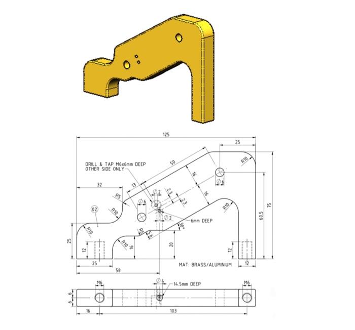 Please draw the model in 3D using MasterCam and share | Chegg.com