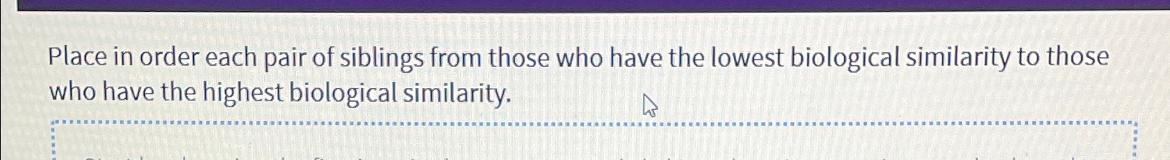 Solved Place in order each pair of siblings from those who | Chegg.com