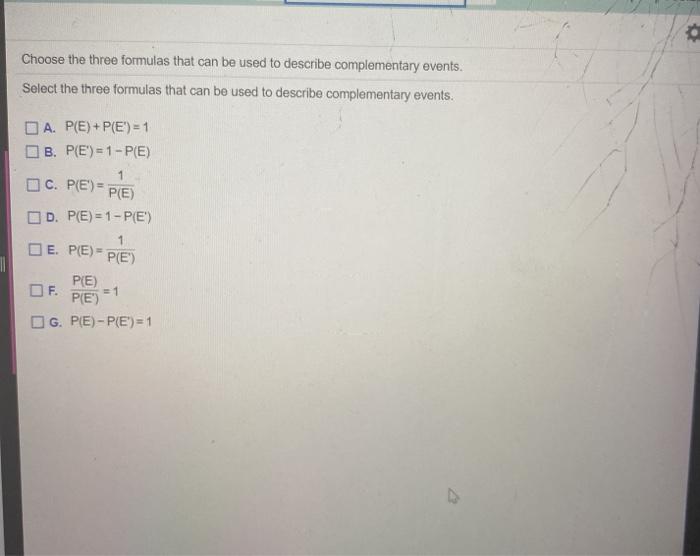 Solved Choose the three formulas that can be used to | Chegg.com