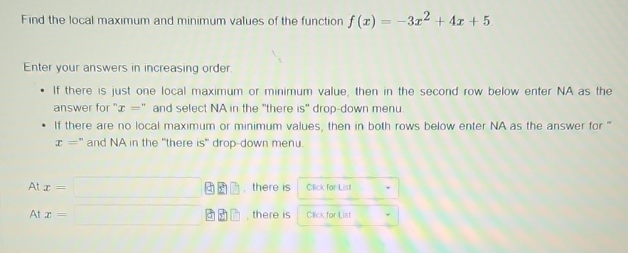 Solved Find the local maximum and minimum values of the | Chegg.com