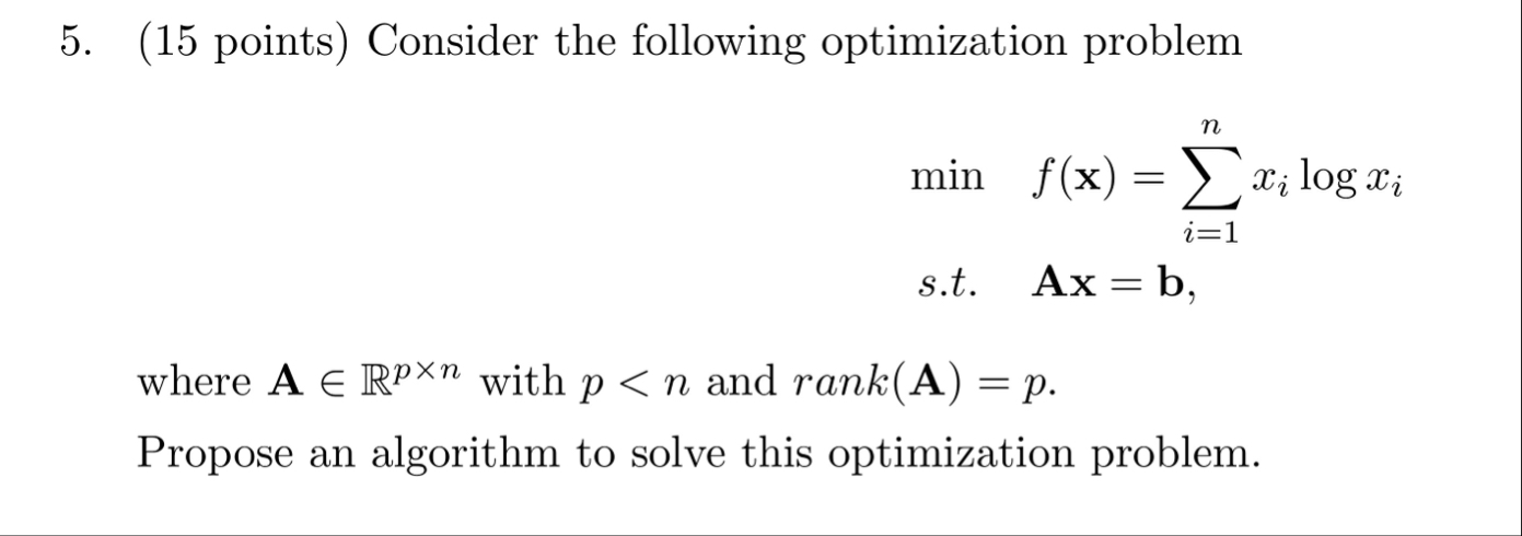 Solved (15 ﻿points) ﻿Consider the following optimization | Chegg.com