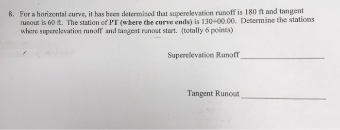 Solved 8. For a horizontal curve, it has been determined | Chegg.com