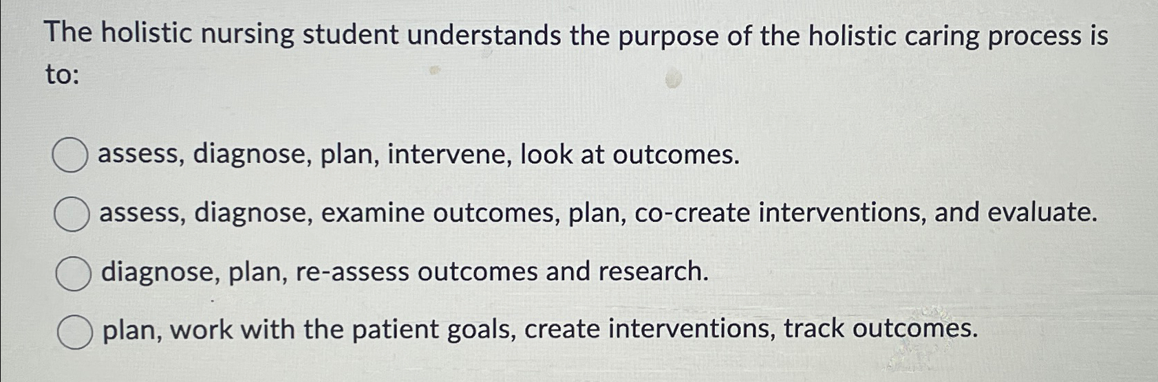 Solved The holistic nursing student understands the purpose | Chegg.com