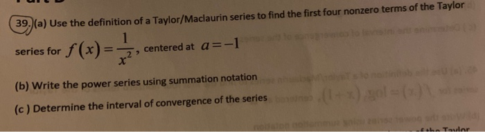 Solved 39. (a) Use the definition of a Taylor/Maclaurin | Chegg.com