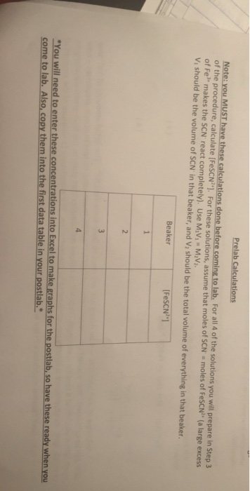 Solved Prelab Calculations Note: you MUST have these | Chegg.com