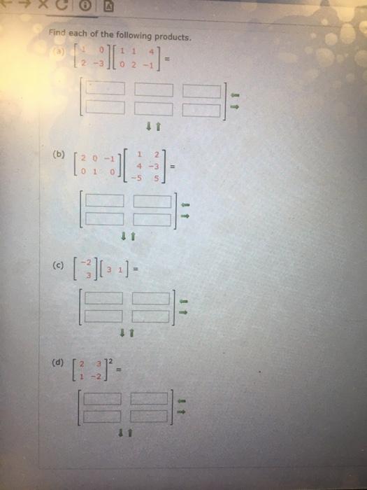 Solved Find each of the following products. 1 02- (b) C 11 | Chegg.com