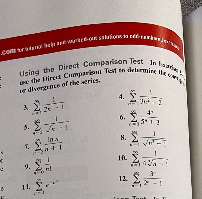Solved Using the Direct Comparison Test In Exercises or | Chegg.com