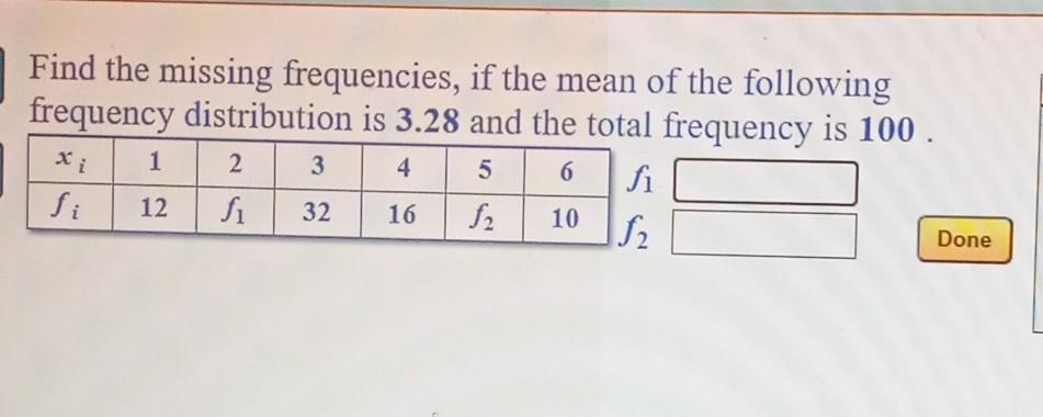 Solved Find the missing frequencies, if the mean of the | Chegg.com