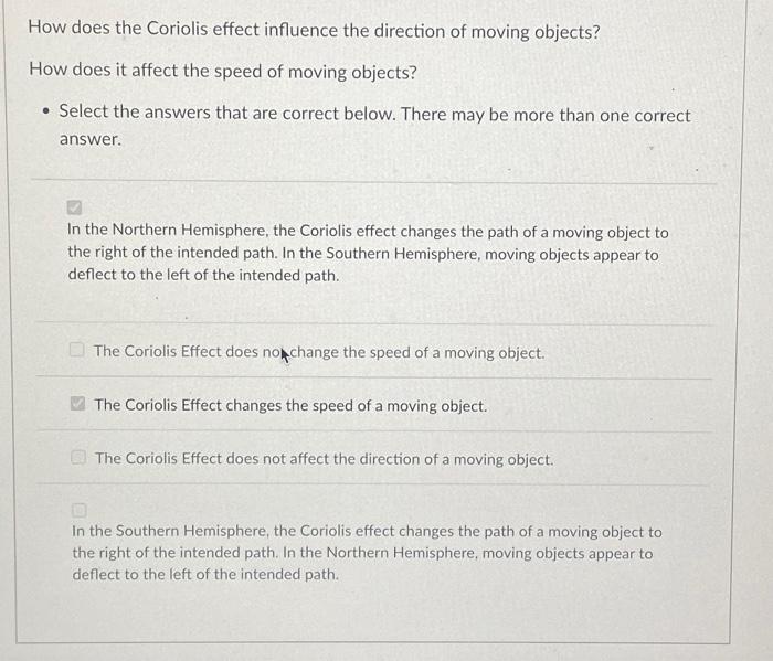 Solved How does the Coriolis effect influence the direction | Chegg.com
