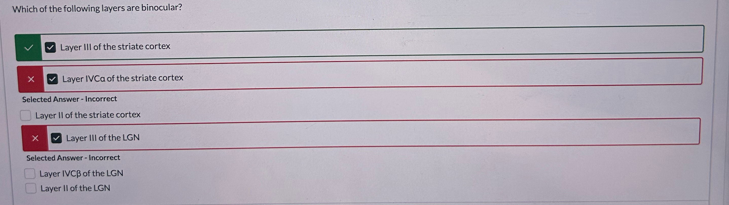Solved Which of the following layers are binocular?Layer III | Chegg.com