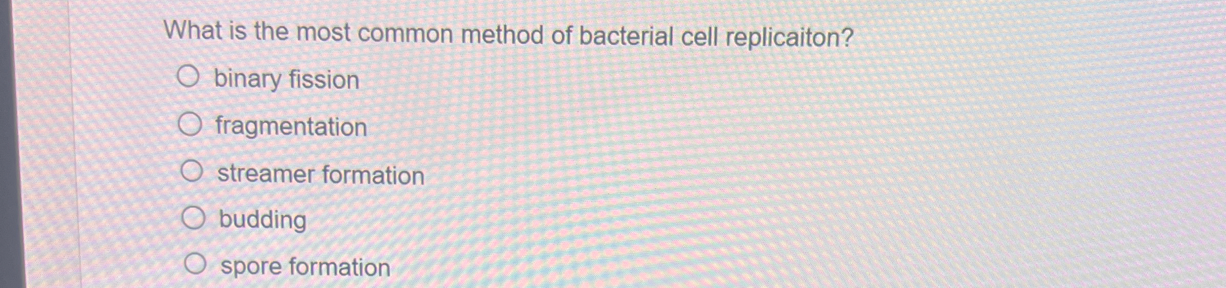 Solved What is the most common method of bacterial cell | Chegg.com