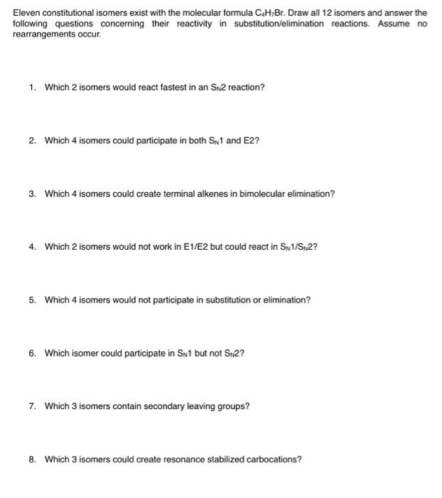 Solved Eleven Constitutional Isomers Exist With The