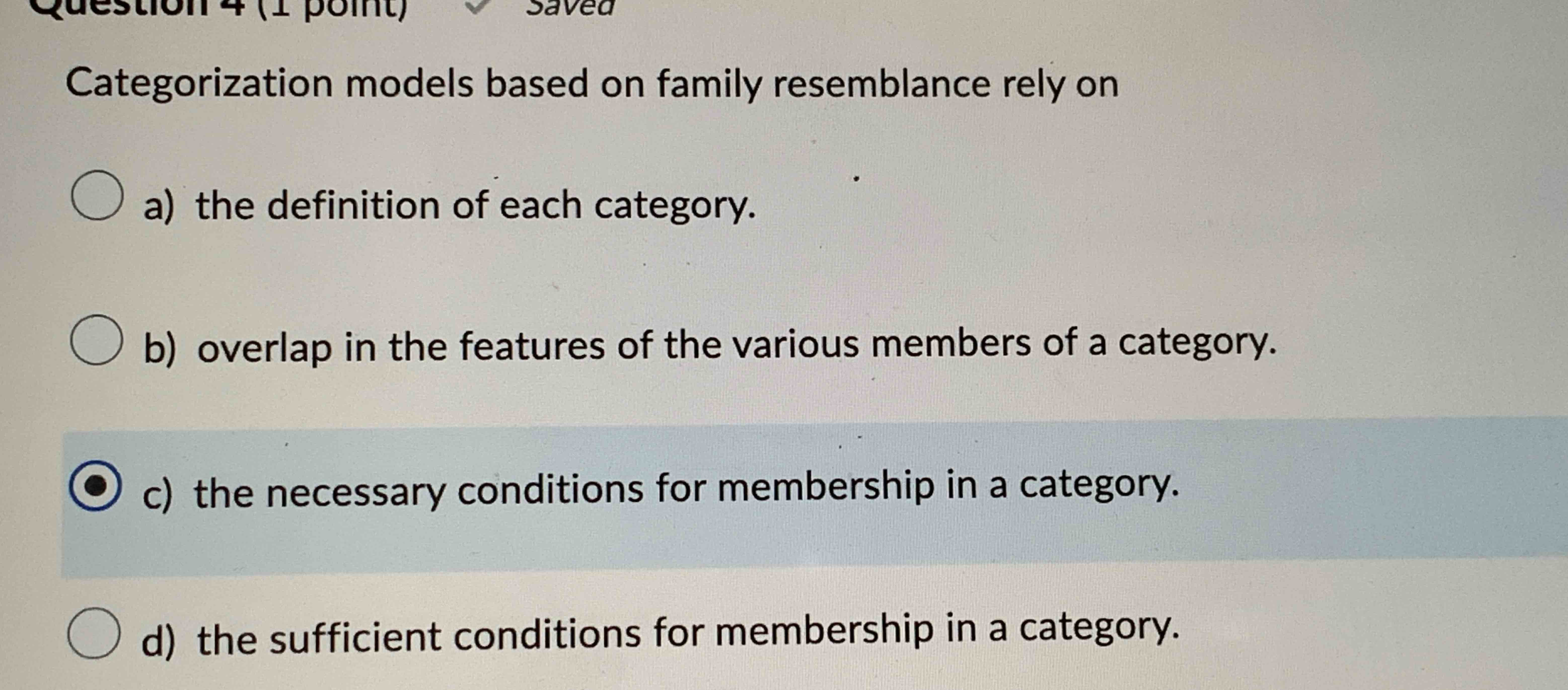 Solved Categorization models based on family resemblance | Chegg.com