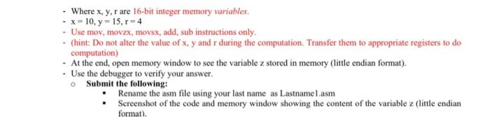 Solved (4 points) Write an assembly program to compute the | Chegg.com