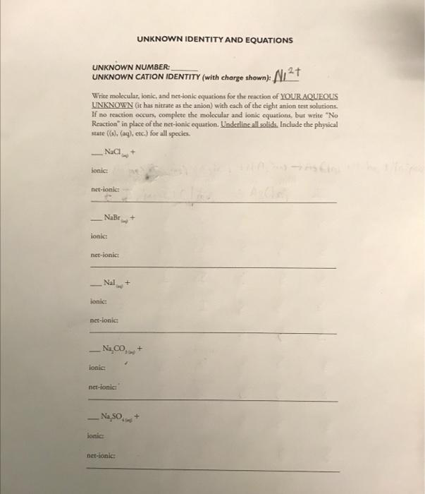 Solved UNKNOWN IDENTITY AND EQUATIONS UNKNOWN NUMBER: Write | Chegg.com