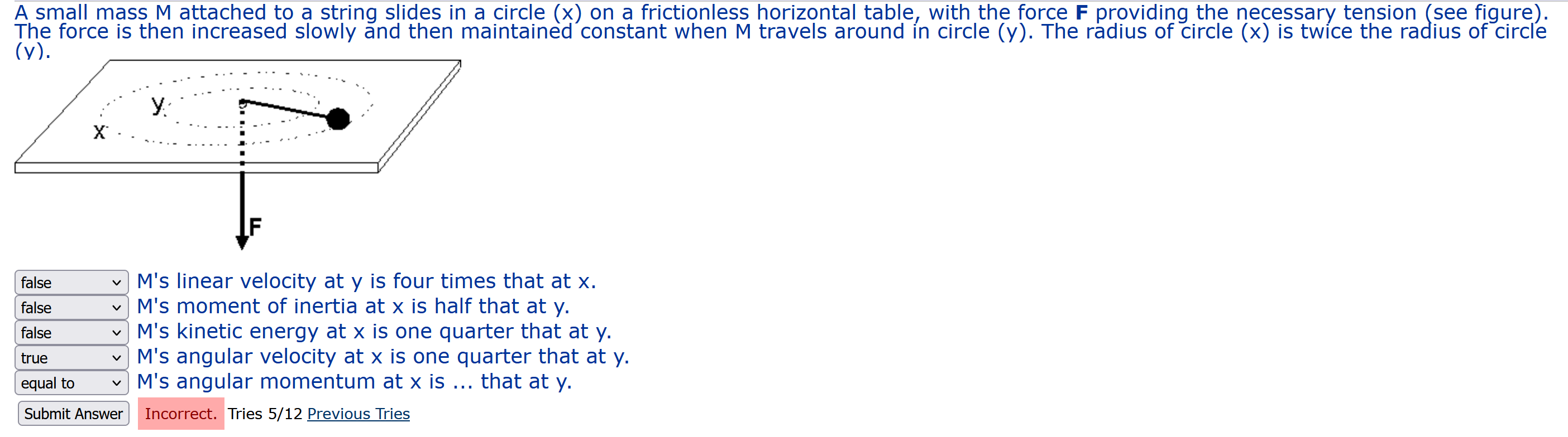 Solved A small mass M attached to a string slides in a | Chegg.com