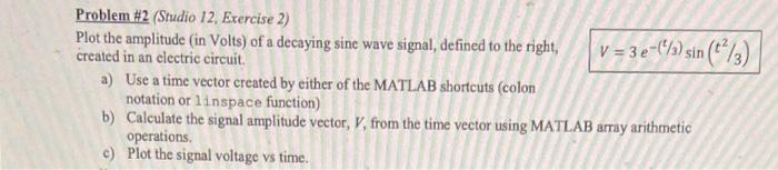 Solved Problem #2 (Studio 12, Exercise 2) Plot the amplitude | Chegg.com