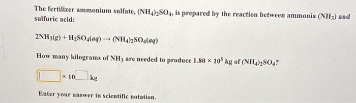 Solved The fertilizer ammonium sulfate, (NH4)2SO4, is | Chegg.com