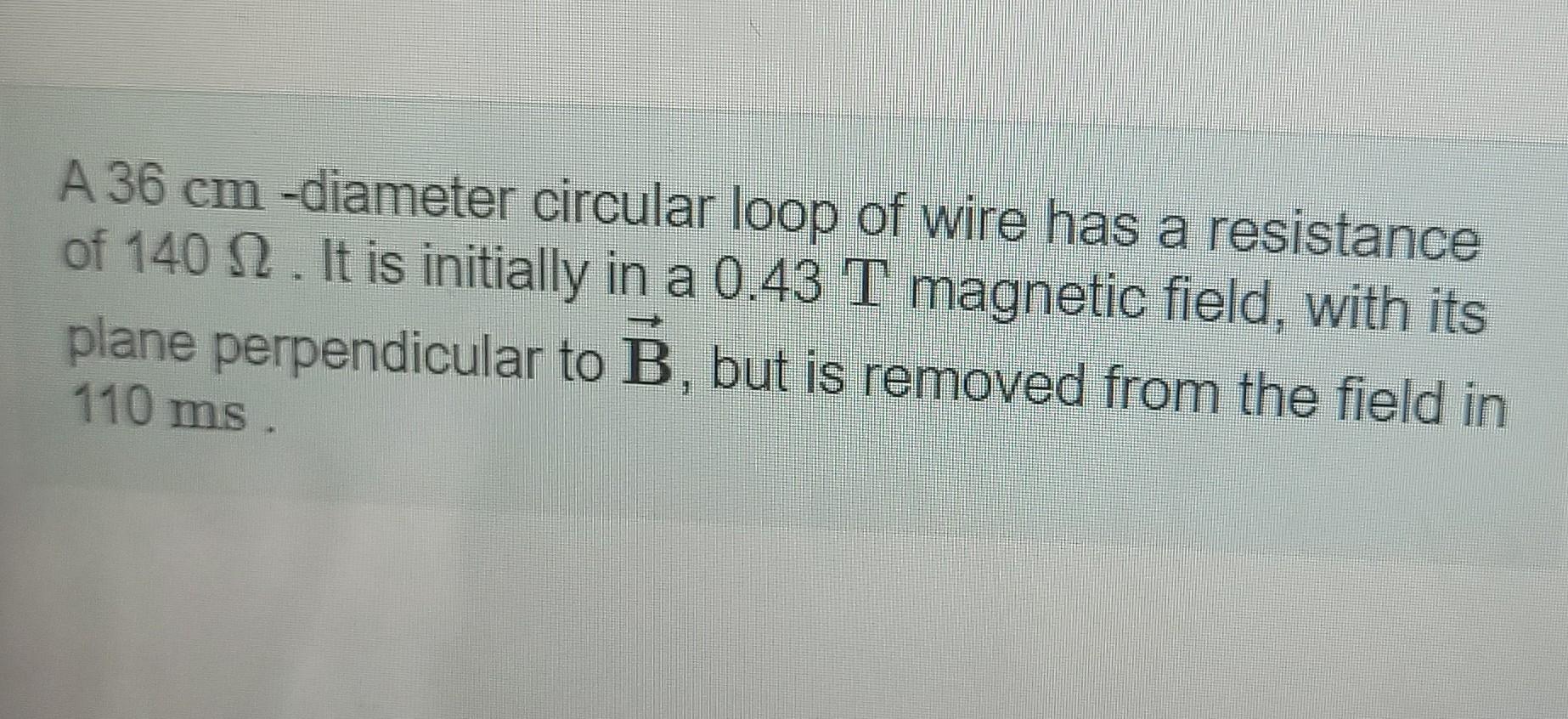 A 36 cm-diameter circular loop of wire has a | Chegg.com