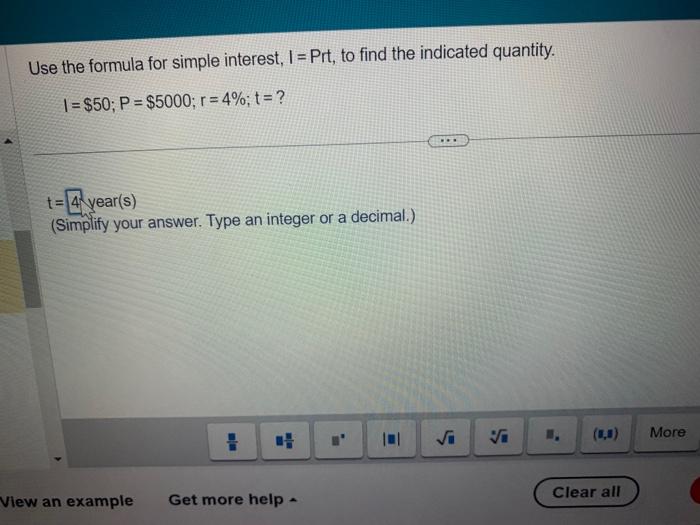 Solved Use the formula for simple interest, I=Prt, to find | Chegg.com