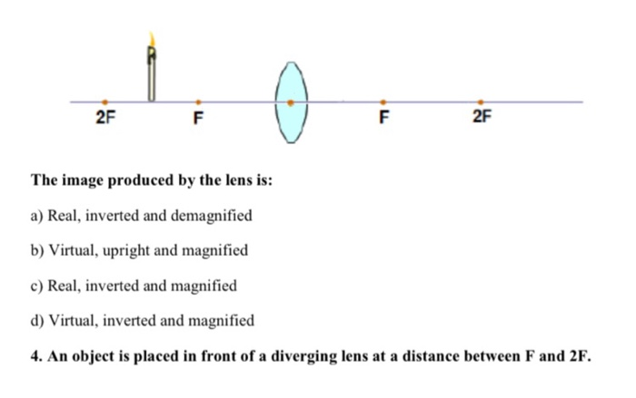 Solved The image produced by the lens is: a) Real, inverted | Chegg.com