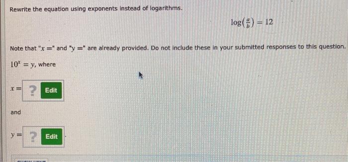 Solved Rewrite the equation using exponents instead of | Chegg.com