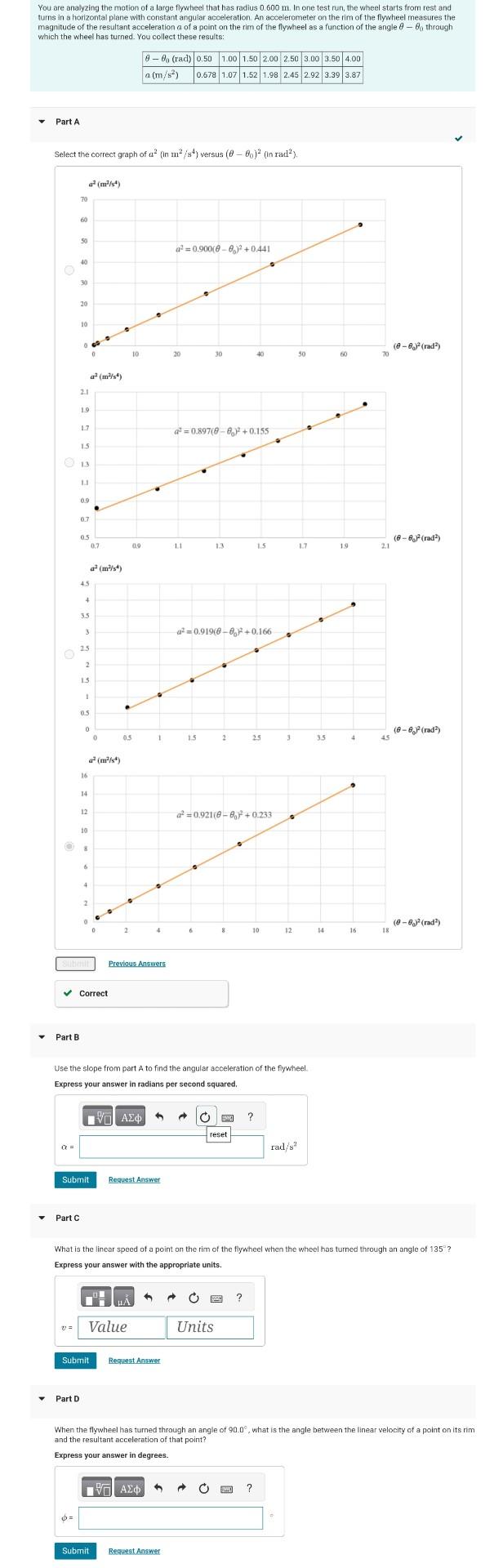 Solved You are analyzing the motion of a large flywheel that | Chegg.com